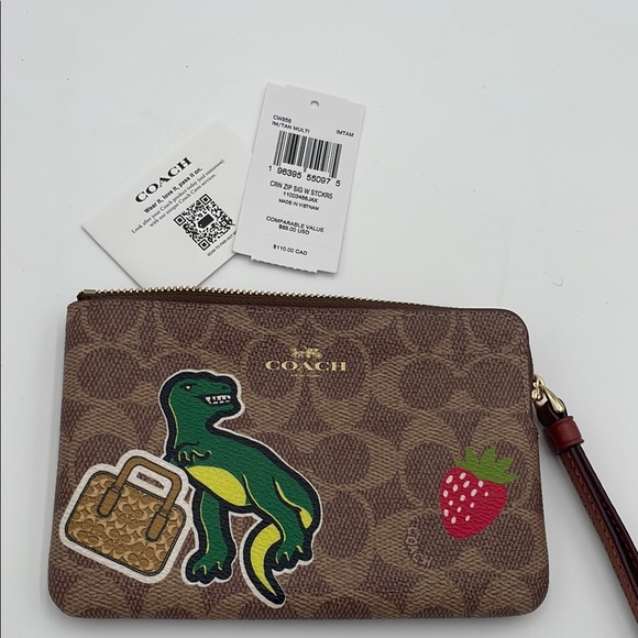 Coach | Bags | Coach Signature Canvas Dinosaur Wristlet With Trex And ...
